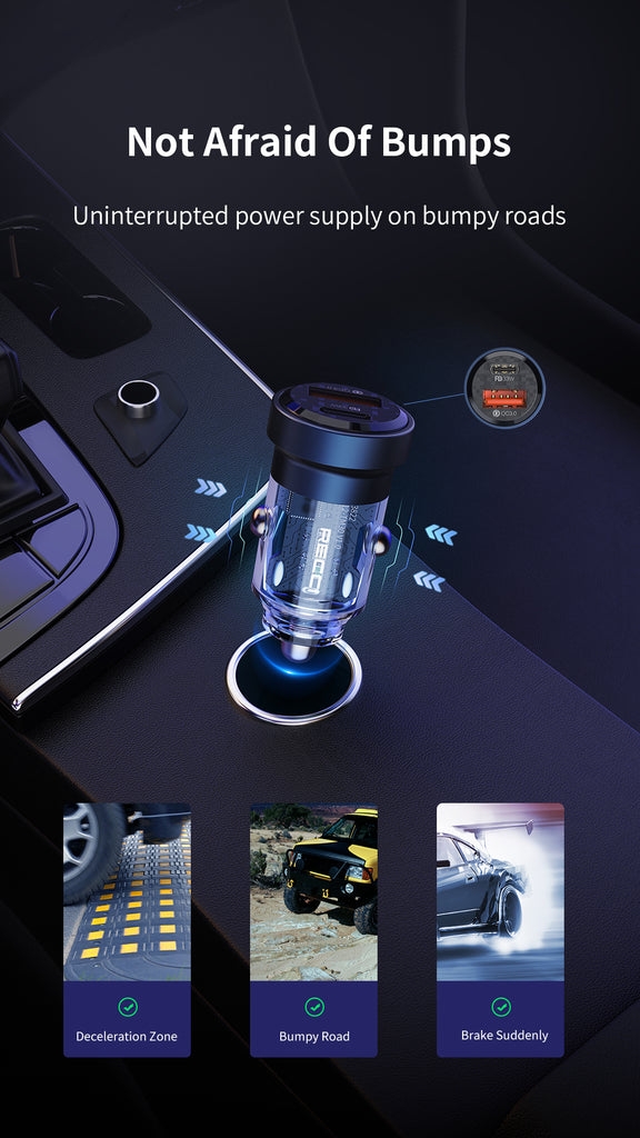 Recci Journey RCC-N17 - Διάφανος Γρήγορος Φορτιστής Αυτοκινήτου με 1 x USB-A / 1 x Type-C - 33W ...